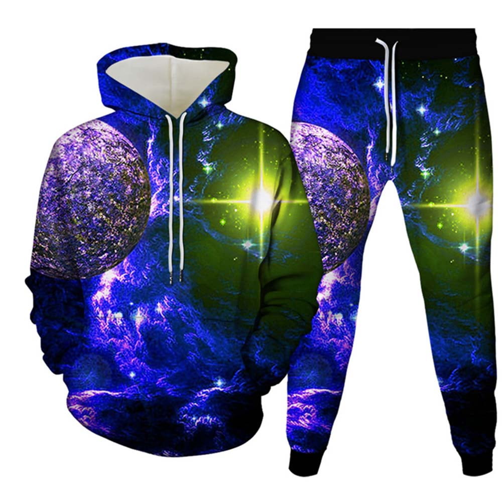 Autumn Hoodies Sets Moon Star Universe Galaxy Planets 3D Printed Men's ...