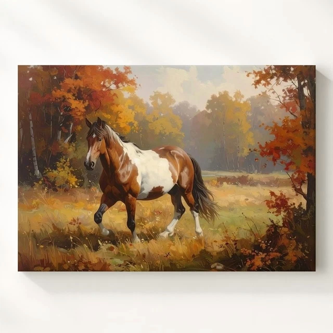 Autumn Horse Walk Posterpainterly Fall Landscape Art Modern Art ...
