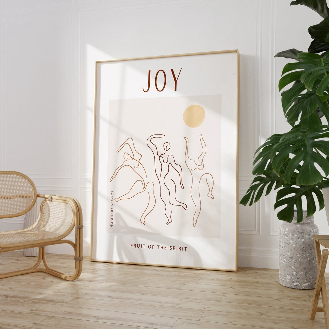 Autumn Joy Christian Poster Minimal Modern Scripture Decor Earth Tone ...