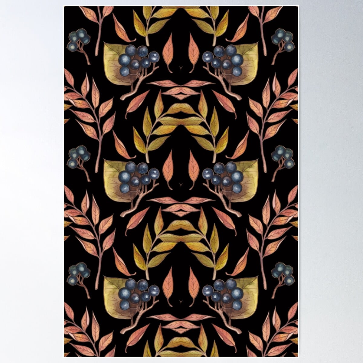 Autumn Kaleidoscope - Blueberry Bronze Poster Wall Art, Modern Wall ...