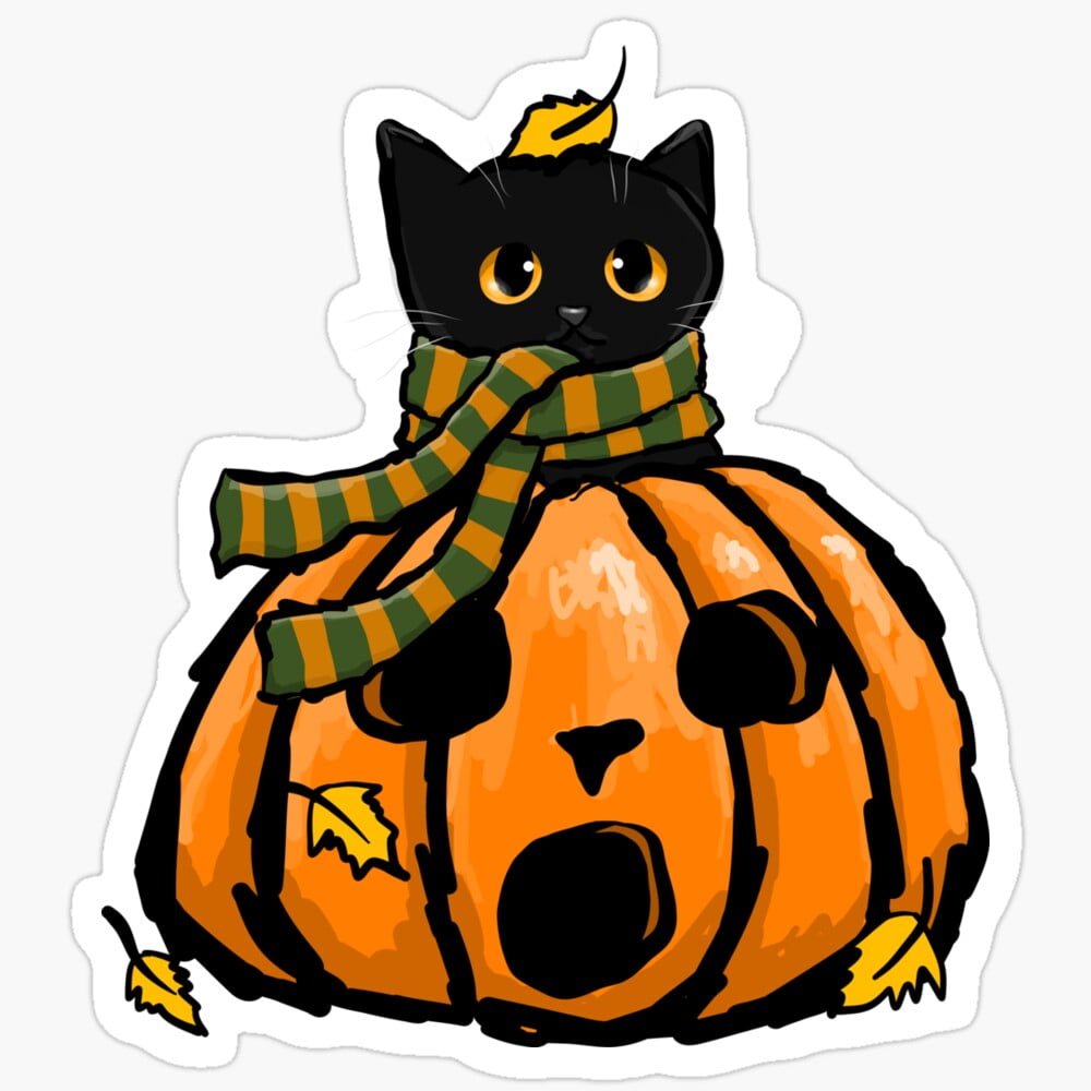 Autumn Kitty In A Pumpkin Sticker Phone Decal Water Bottle Stickers Car ...