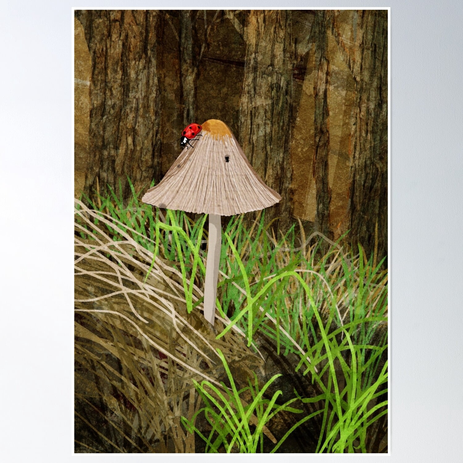 Autumn Ladybug Poster Wall Art, Modern Wall Decor, 8x12 UNFRAMED ...