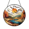 Autumn Lake Bird Window Decor – Stained Glass Style Hanging Art ...