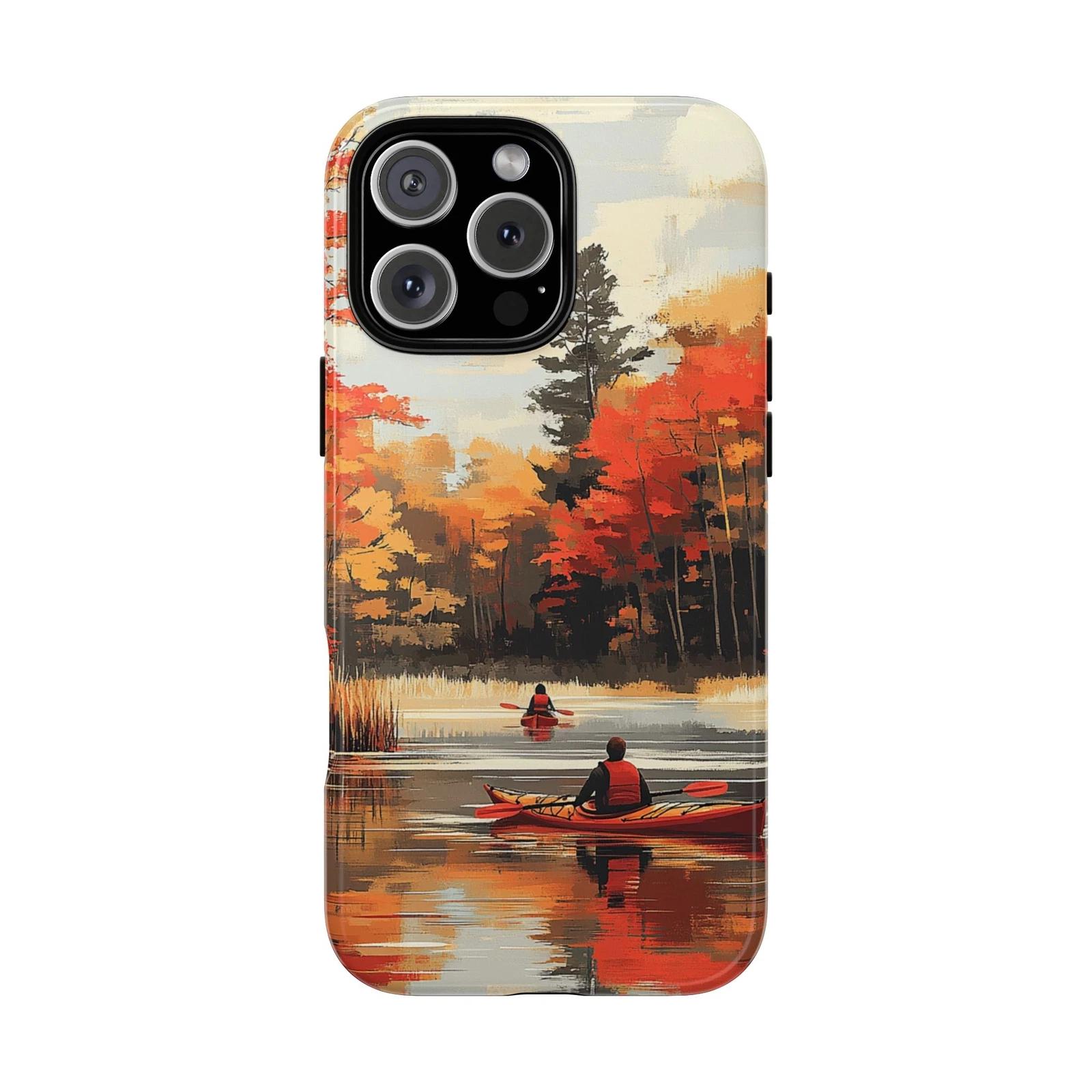 Autumn Lake Kayak Adventure Art Phone Case for iPhone Case 17 through ...