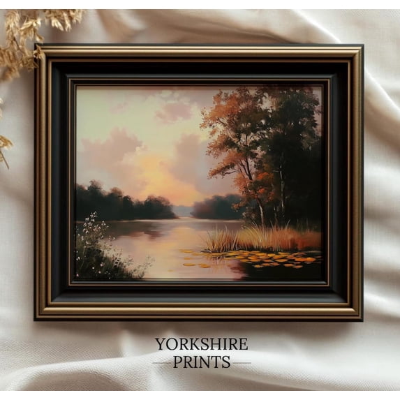 Autumn Lake Sunset Print, Rustic Landscape Home Decor #3954, 12x18 ...