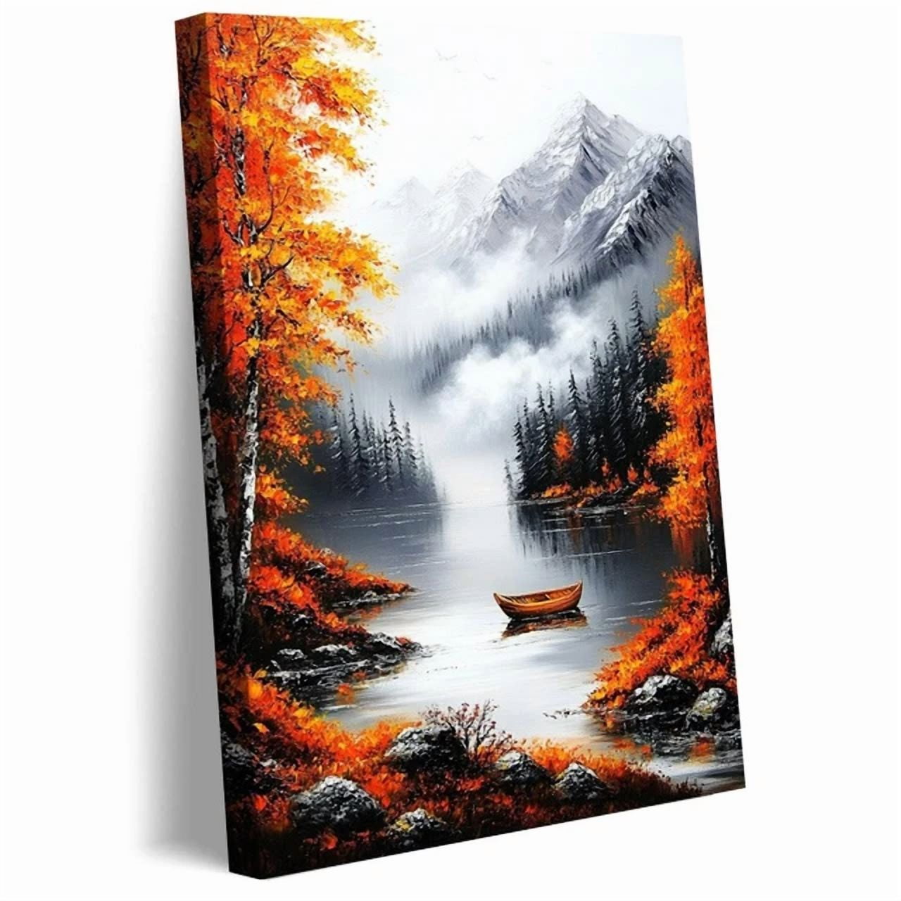 Autumn Lake Wall Art Mountain Landscape Poster Print Home Decor Art ...