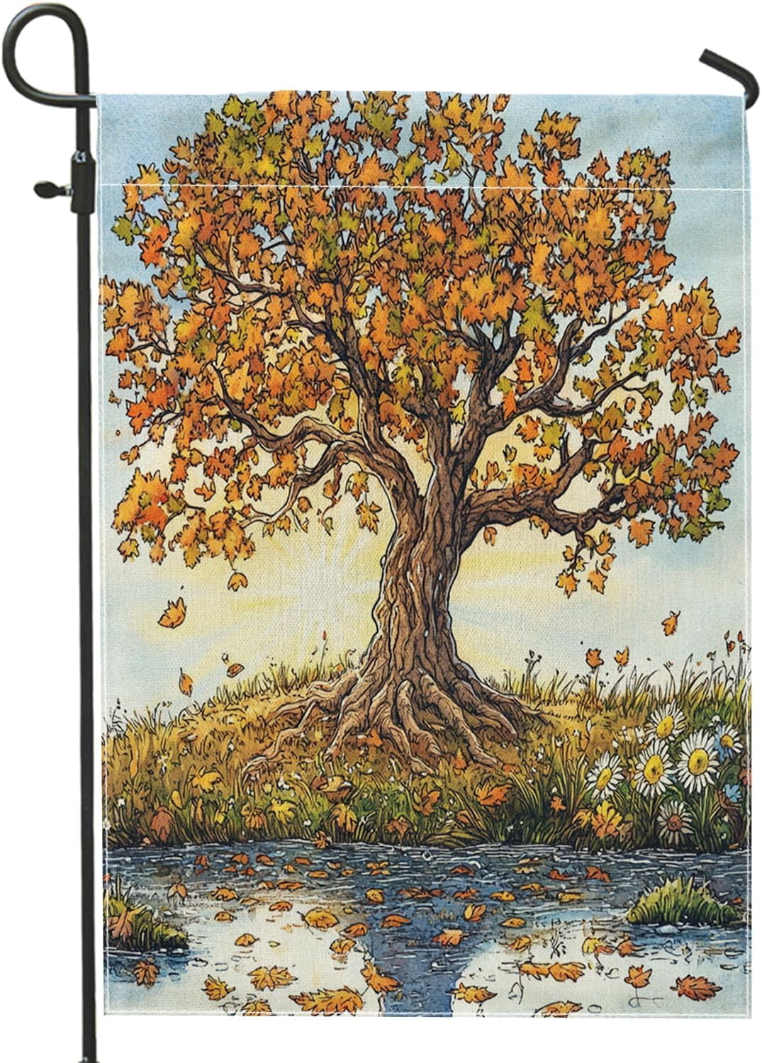 Autumn Landscape Garden Flag 12x18 Inch Linen Outdoor Decor Vertical ...