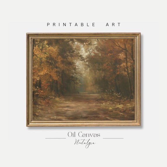 Autumn Landscape Oil Painting, Vintage Rustic Country Decor Printable ...