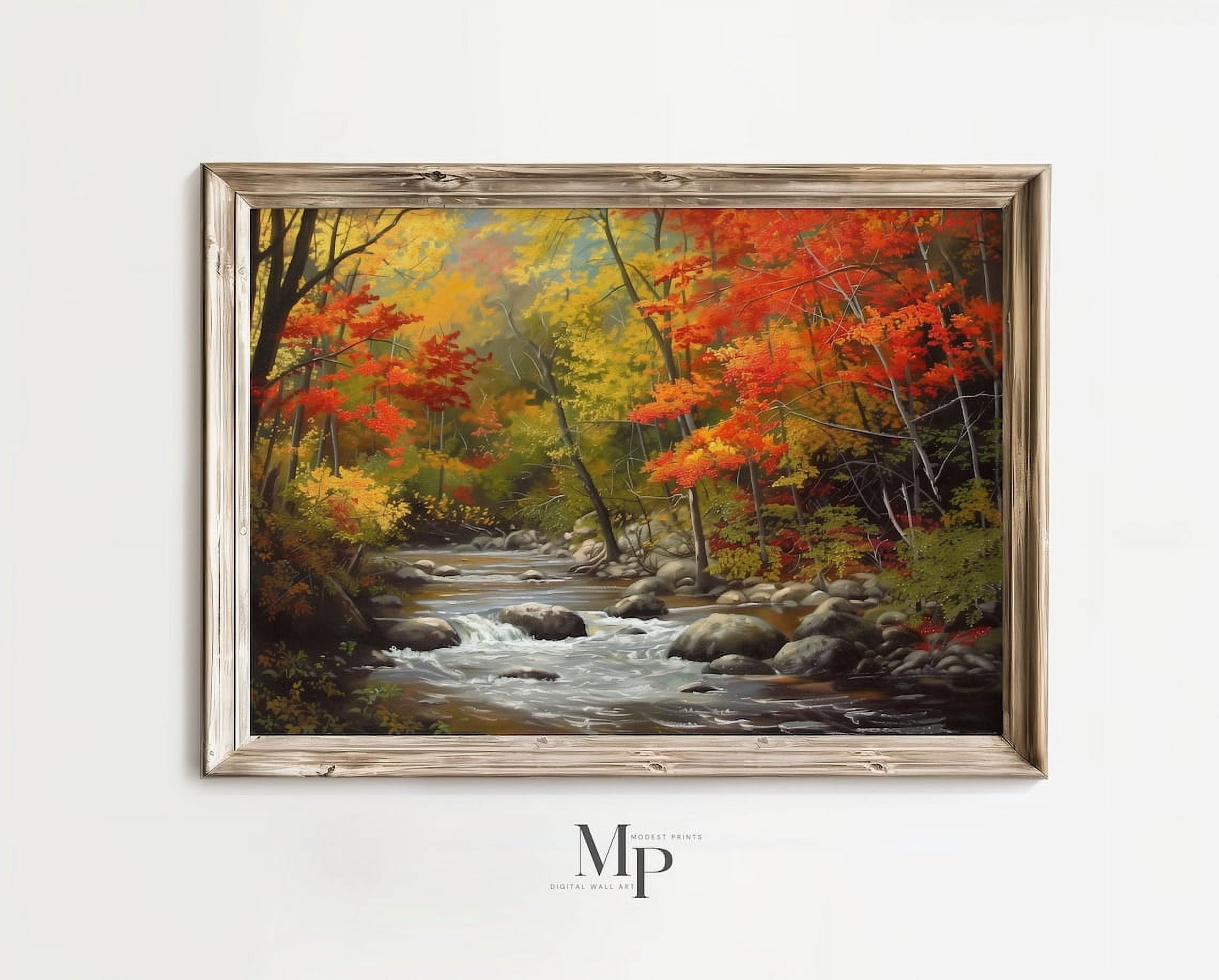 Autumn Landscape Painting Print, Classic Trees Oil Painting, Country ...