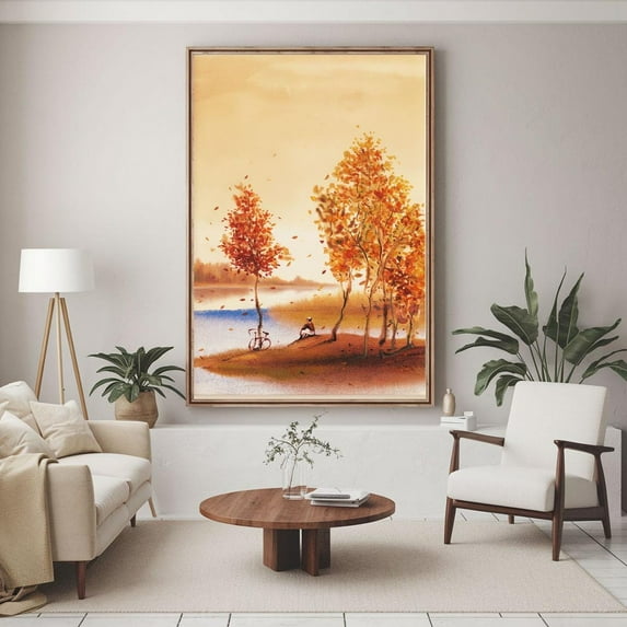 Autumn Landscape Poster | Serene Fall Nature Wall Art | Bicycle By The ...