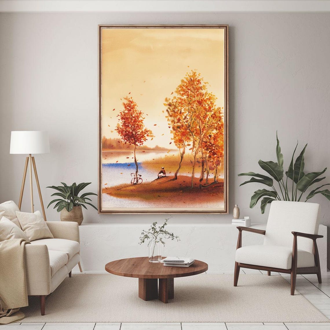 Autumn Landscape Poster | Serene Fall Nature Wall Art | Bicycle By The ...
