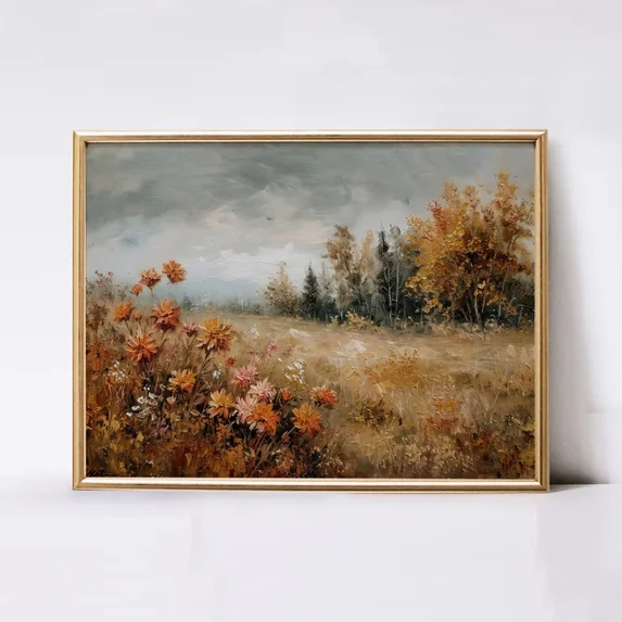 Autumn Landscape Poster Vintage Rustic Wall Art Farmhouse Fall Decor ...