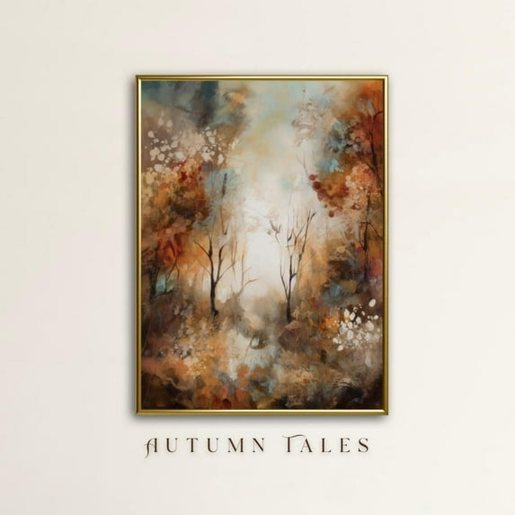 Autumn Landscape Poster Wall Art Cozy Farmhouse Print Earthy Warm Tone ...