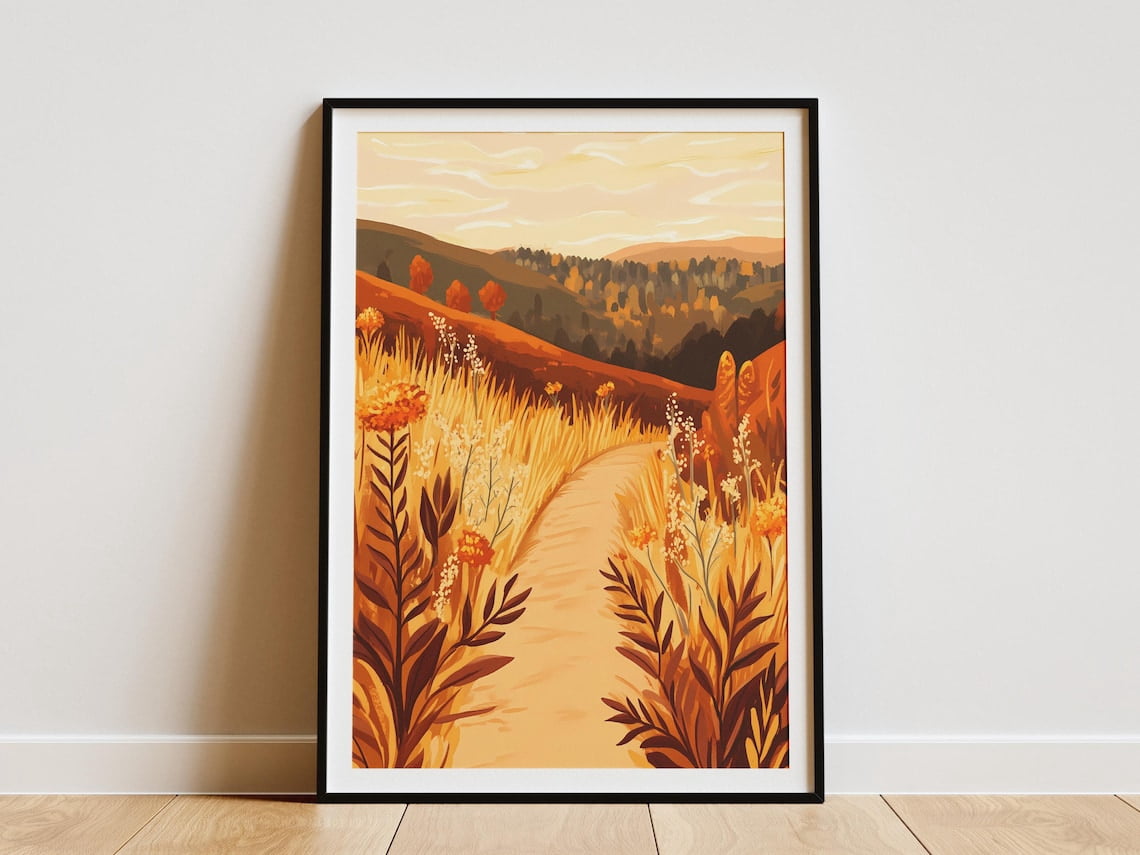 Autumn Landscape Posterfall Foliagenature Printgoldenrod ...