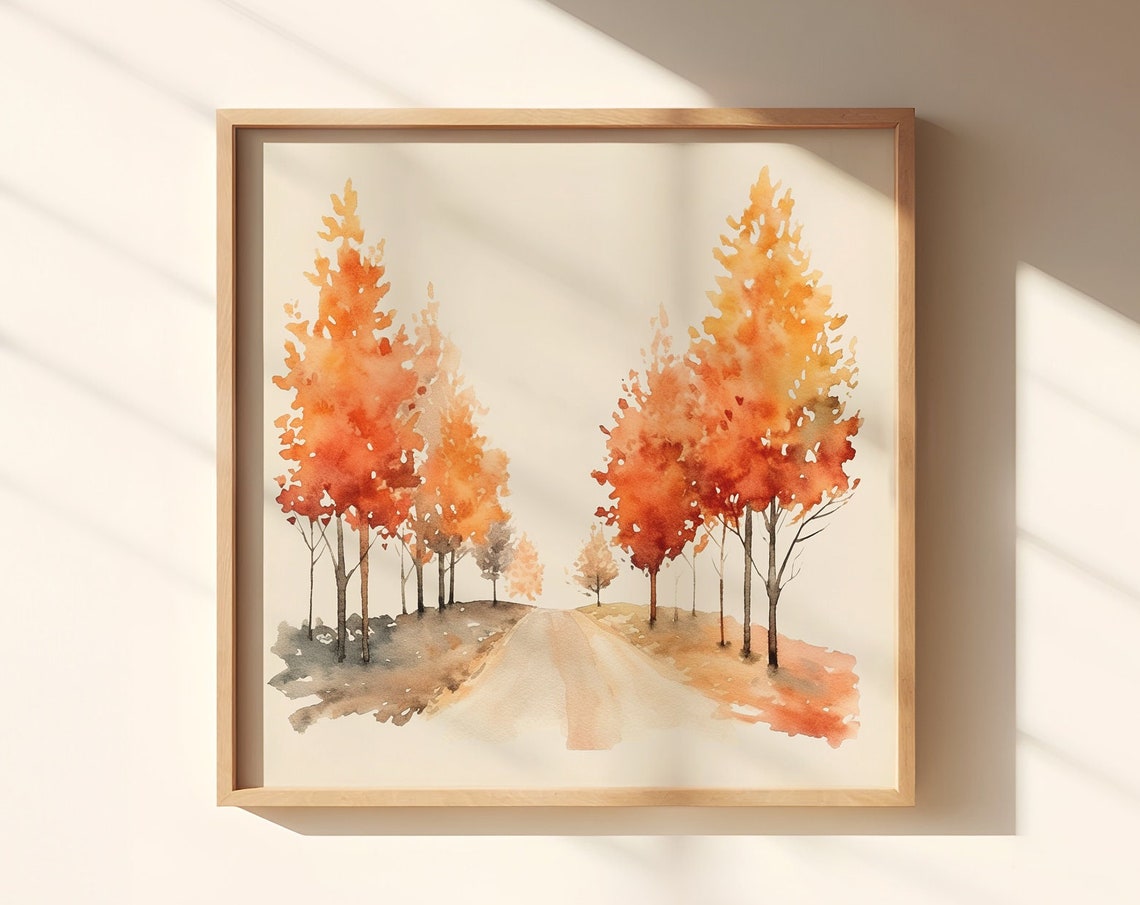 Autumn Landscape Print, Fall Landscape, Country Farmhouse Print, Cozy ...