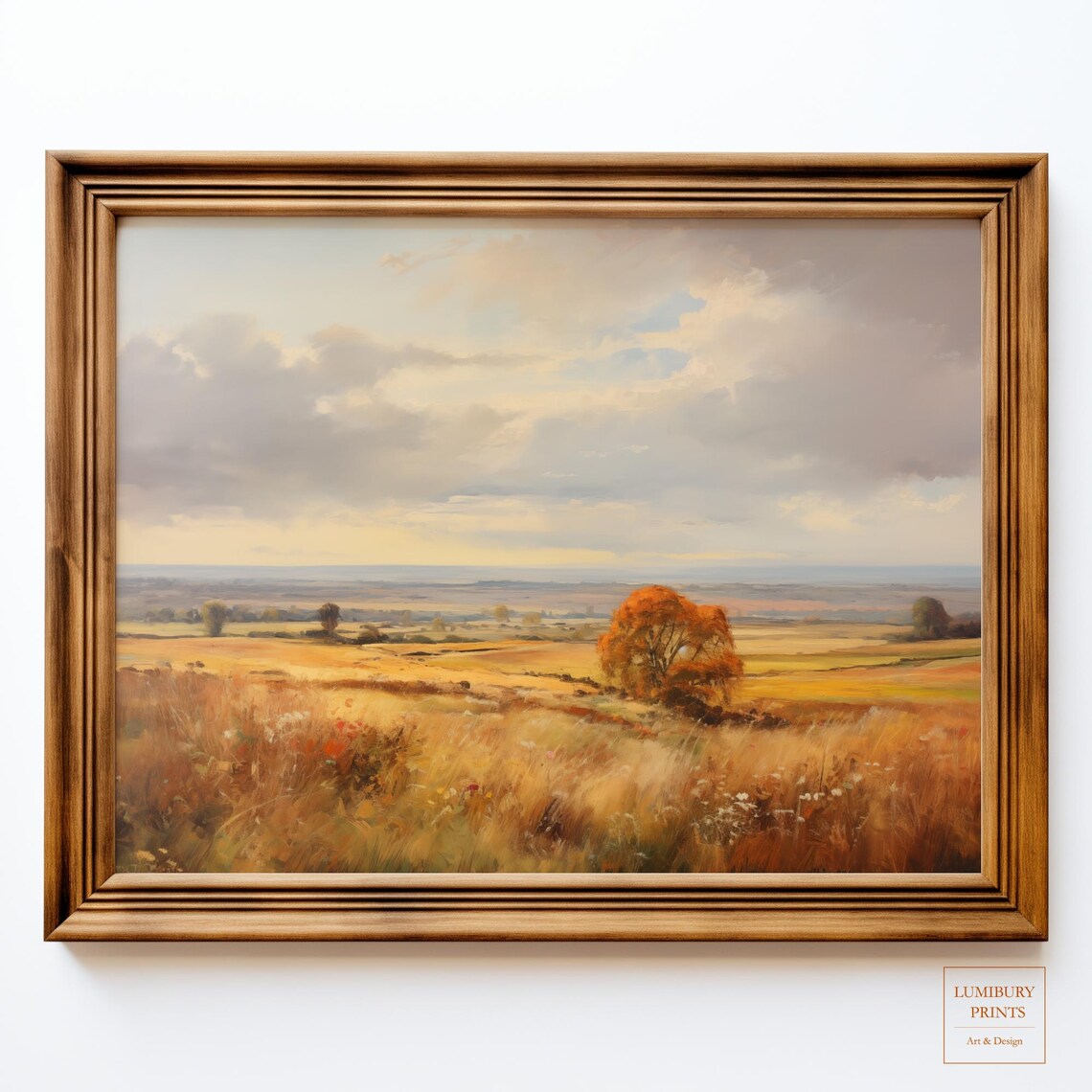 Autumn Landscape Print, Fall Tree Wall Art, Rustic Country Art, Vintage ...