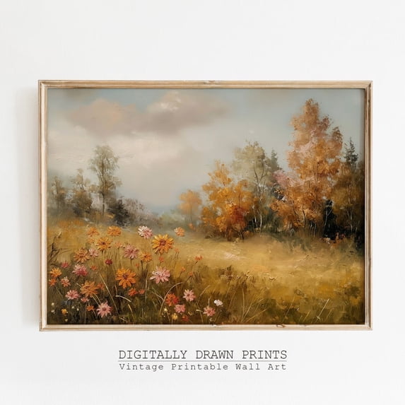 Autumn Landscape Printable Wall Art, Vintage Rustic Wall Art ...