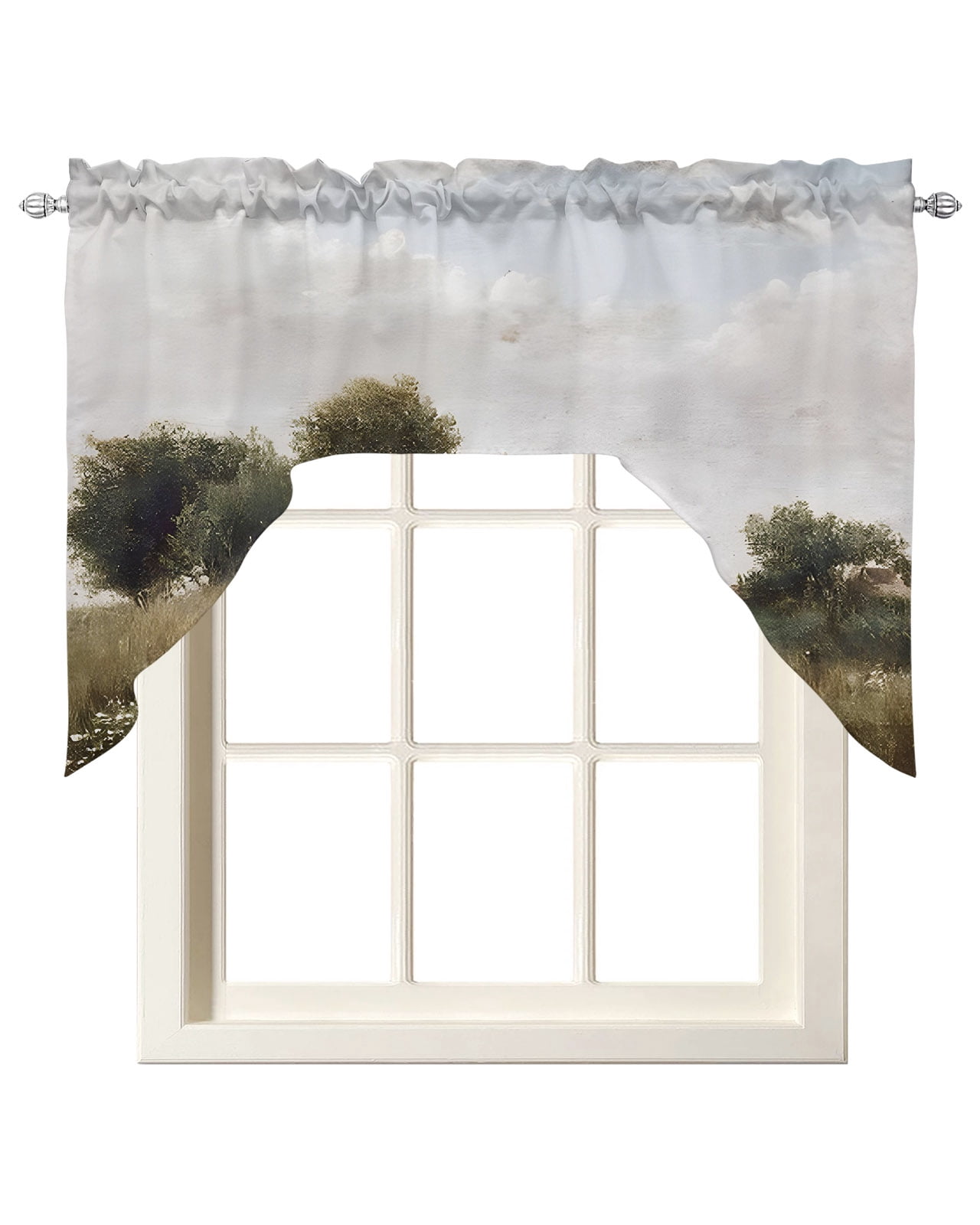 Autumn Landscape Swag Curtains for Kitchen Farmhouse Meadow Trees ...