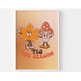 Autumn Leaf And Toadstool Character Print - Retro Autumn Mushroom ...