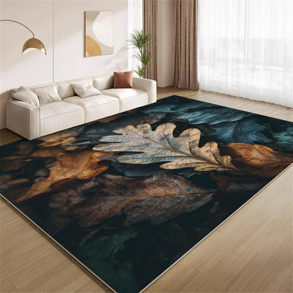Autumn Leaf Area Rugs, Autumn Yellow Fallen Leaves Foliage Carpet ...