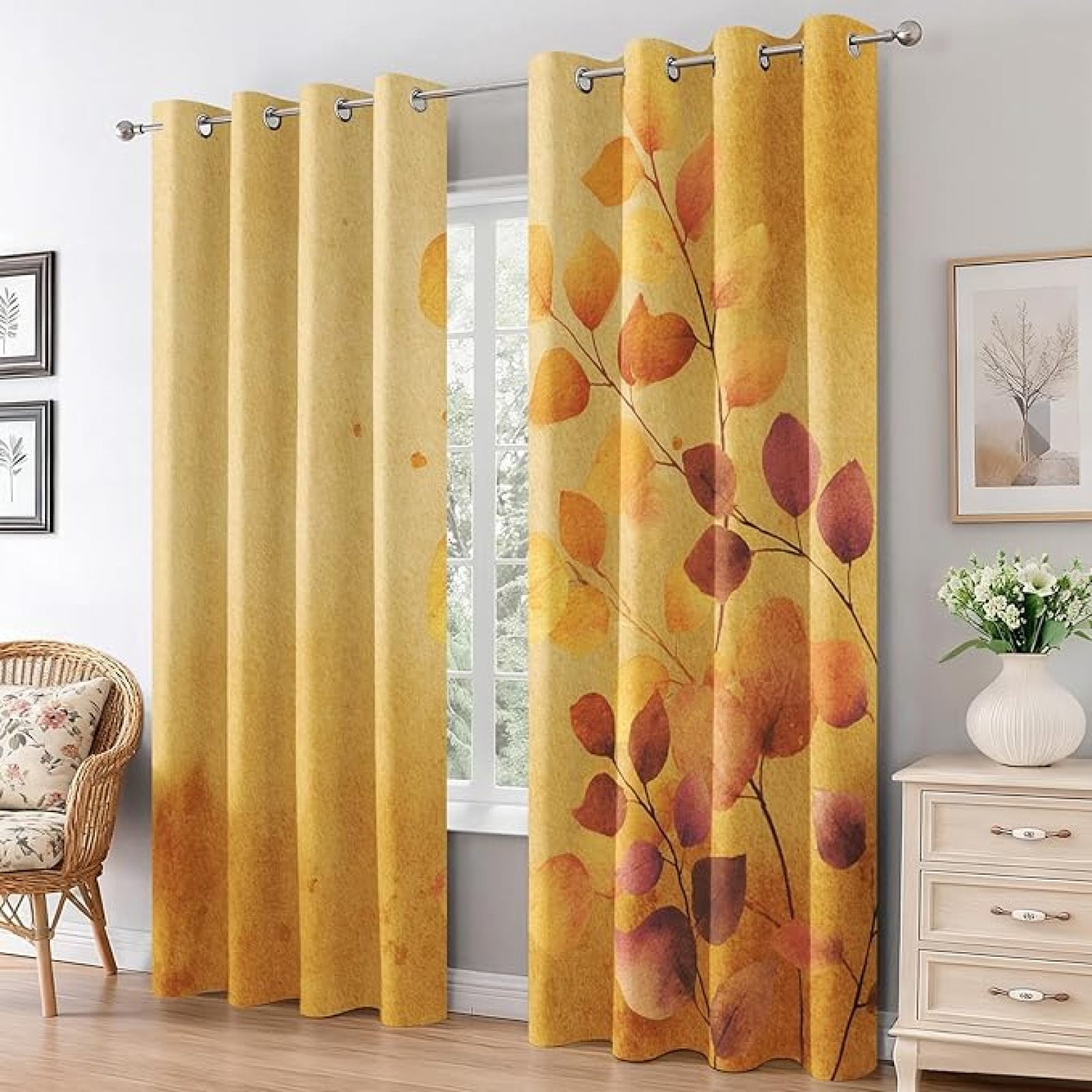 Autumn Leaf Blackout Curtains - Fallen Leaves Curtains for Bedroom ...