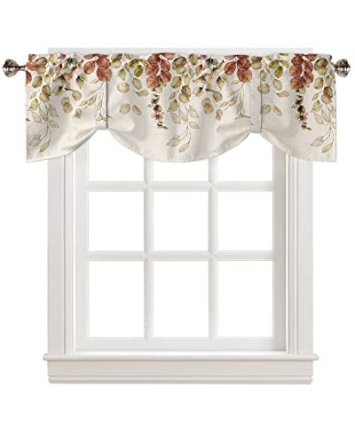 Autumn Leaf Botanical Tie Up Valance for Kitchen Windows Fall ...