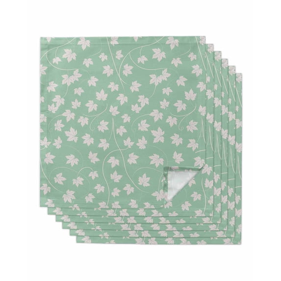 Autumn Leaf Cloth Napkins Set of 6 Reusable Dinner Napkins, Green Maple ...