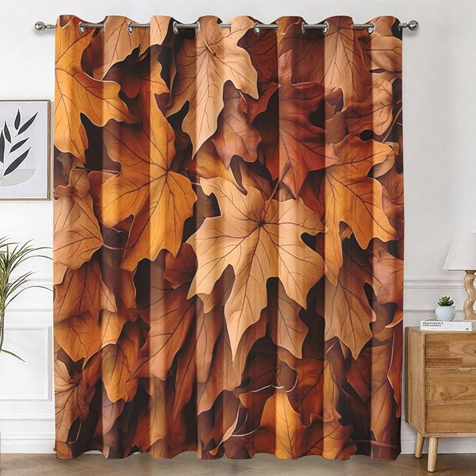 Autumn Leaf Curtains Blackout For Living Room Bedroom, Maple Leaves ...