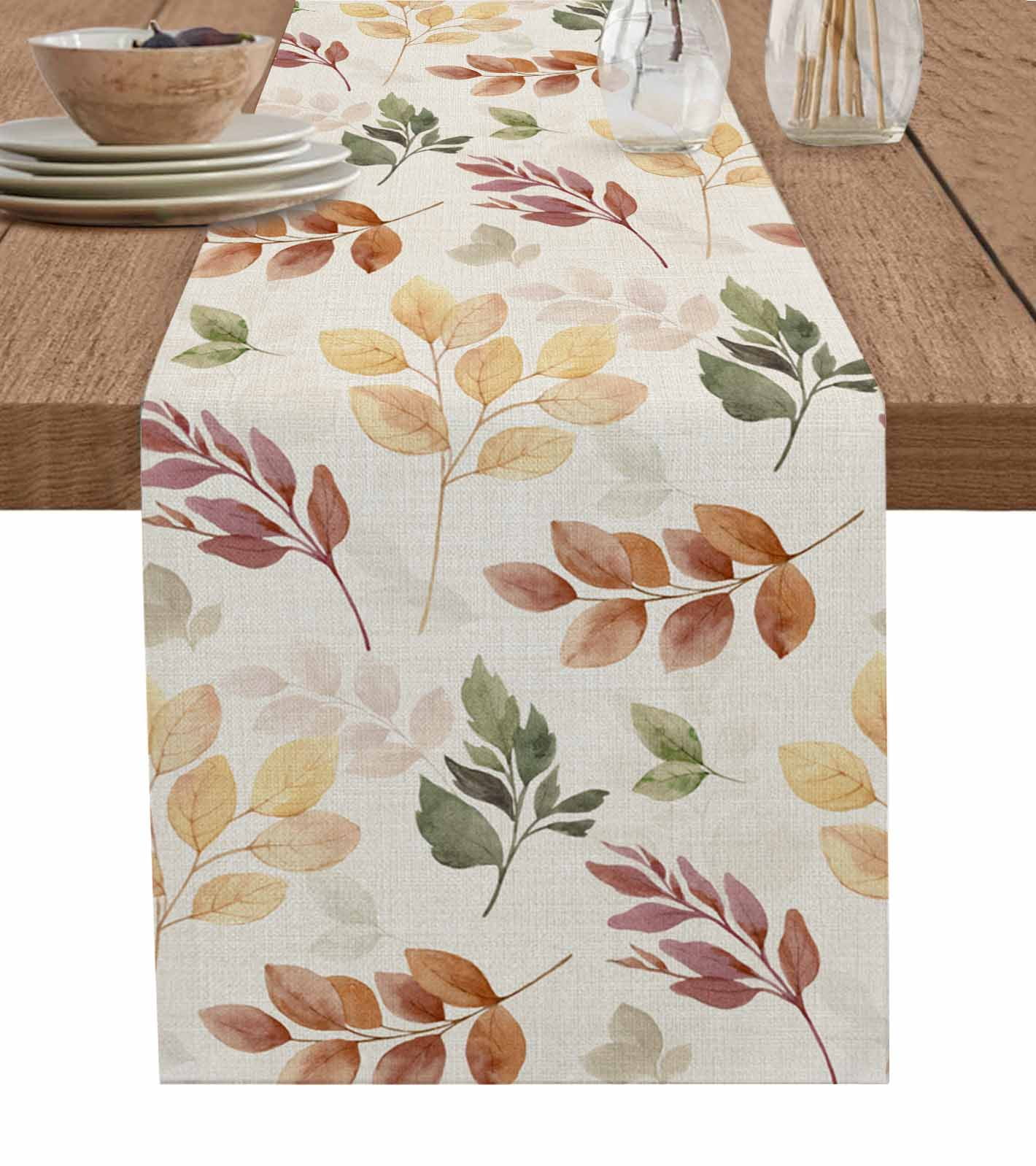 Autumn Leaf Eucalyptus Leaf Plant Table Runner ration Home r Dinner ...
