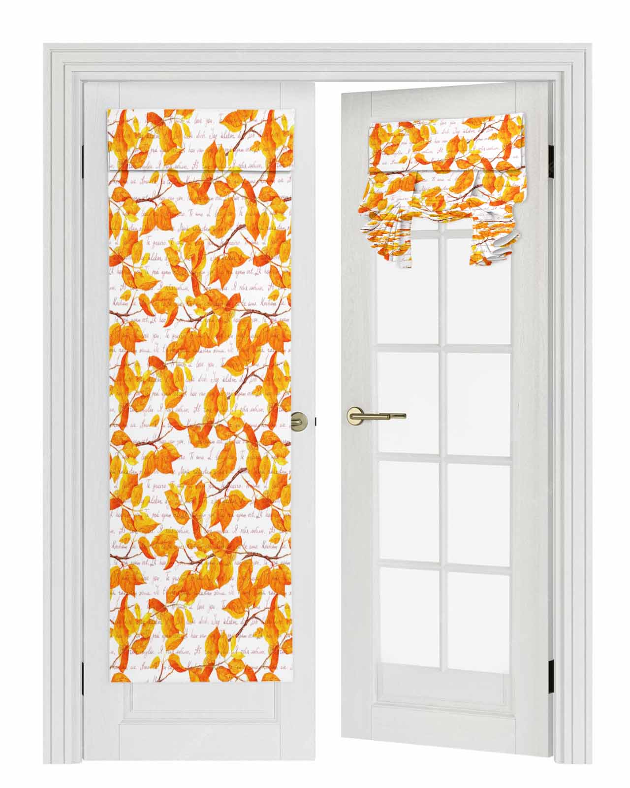 Autumn Leaf French Door Curtain Privacy Blackout Door Curtains for Door ...
