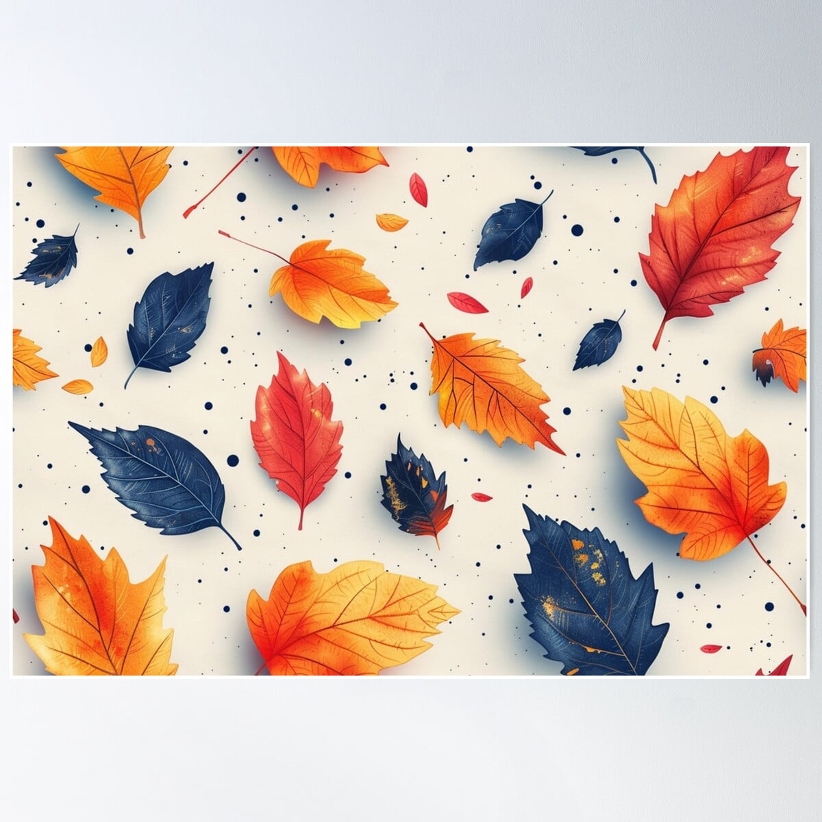 Autumn Leaf Mosaic Scatter Poster Wall Art, Modern Wall Decor For ...