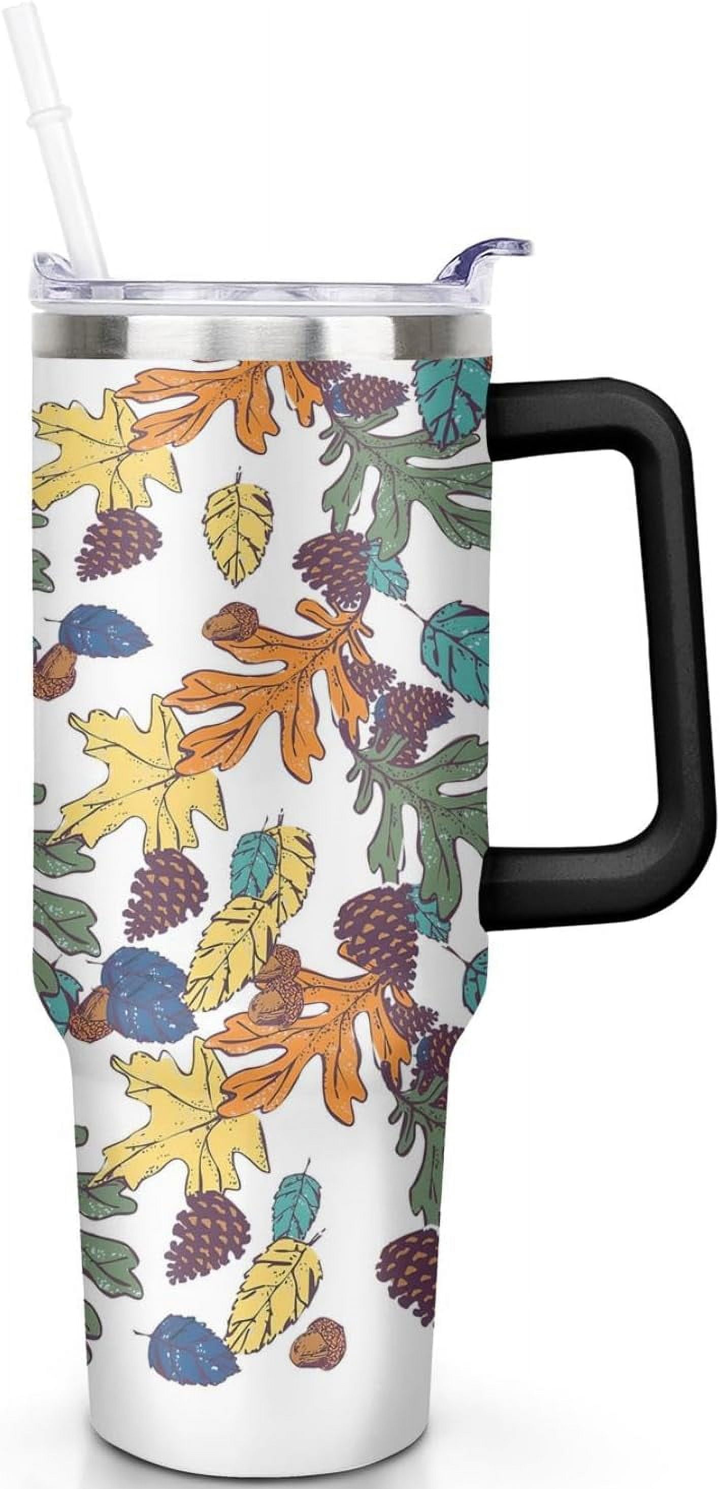 Autumn Leaf Mug, Fall Cup 40 Oz Tumbler with Handle and Straw Lid ...