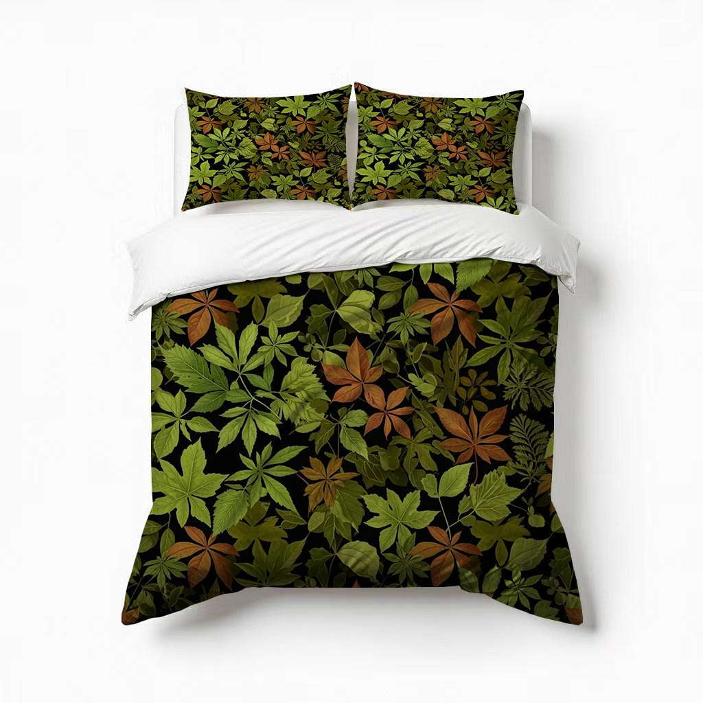 Autumn Leaf Pattern Bedding Set 3 Pcs Soft Microfiber Quilt Cover For ...