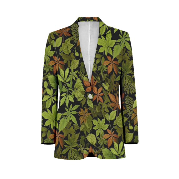 Autumn Leaf Pattern Mens Suits Shawl Collar Slim Fit Suit Mens Groom ...