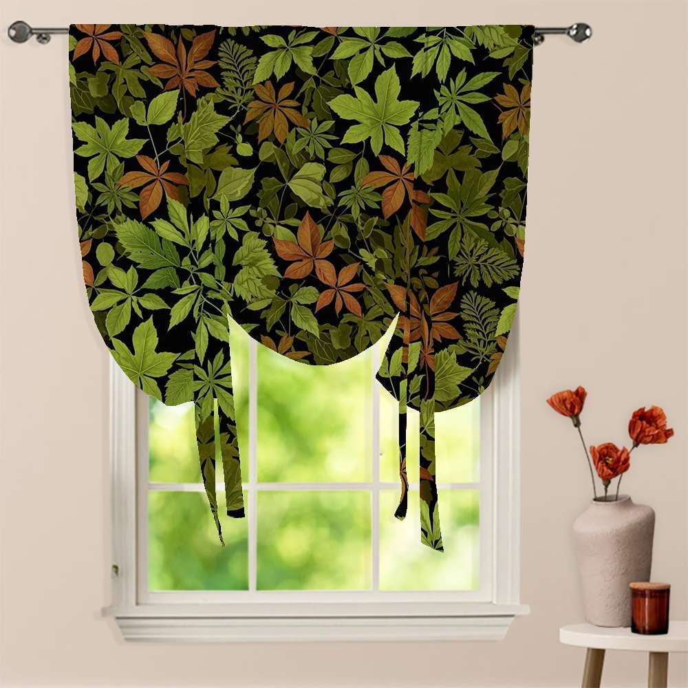 Autumn Leaf Pattern Window Curtain for Living Room Roman Curtain ...