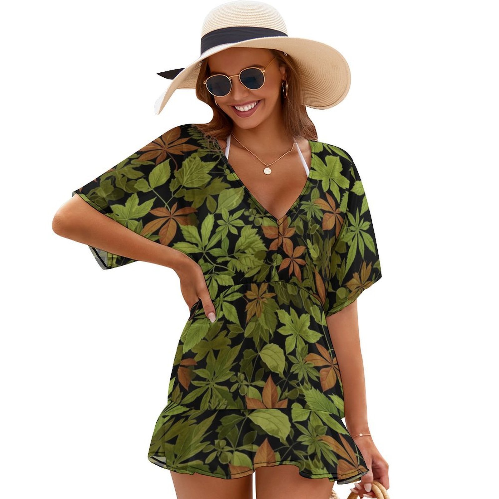 Autumn Leaf Pattern Women's Luxury Party Dress Evening Dresses Ladies ...
