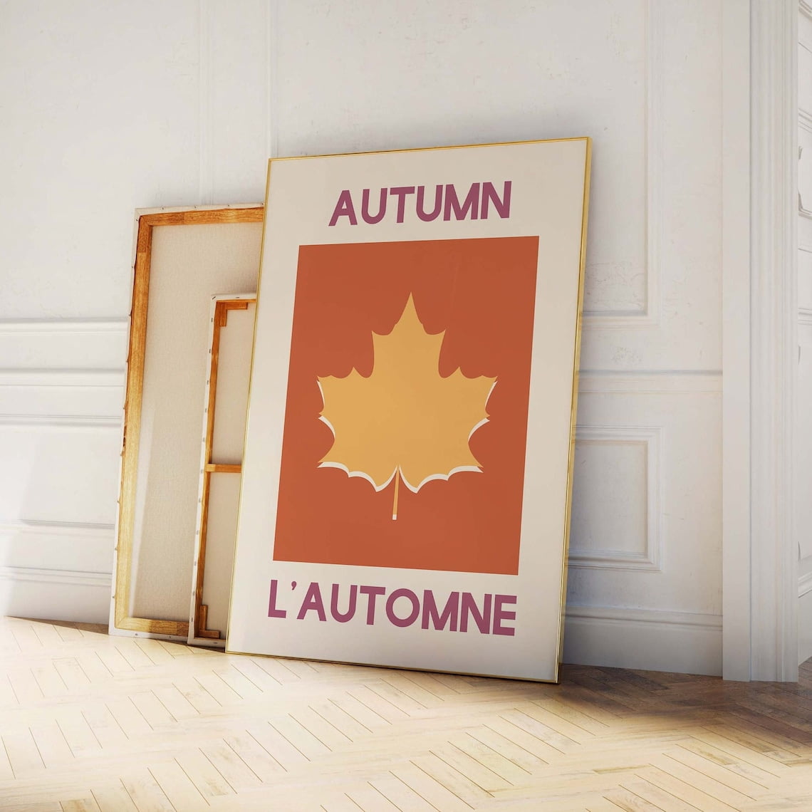 Autumn Leaf Poster Trendy Fall Wall Art Orange Decor Friendsgiving ...