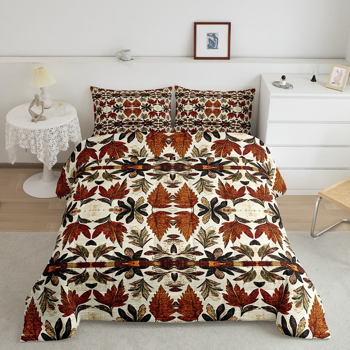 Autumn Leaf Quilt Set Queen 70S Style Thanksgiving Fall Bedding Set ...