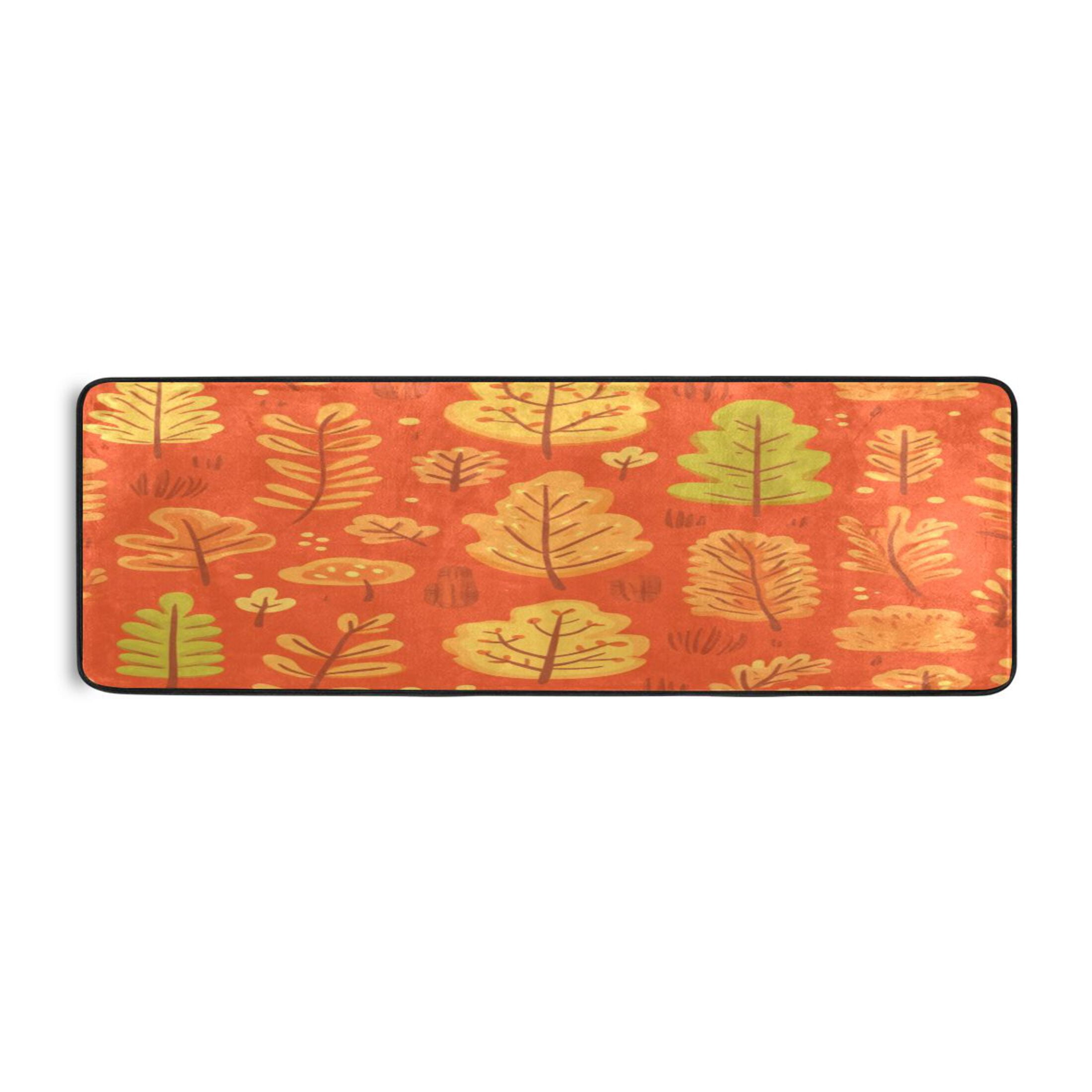 Autumn Leaves 72x24" Runner Rug, Non-Slip Memory Foam Cushion, Anti ...