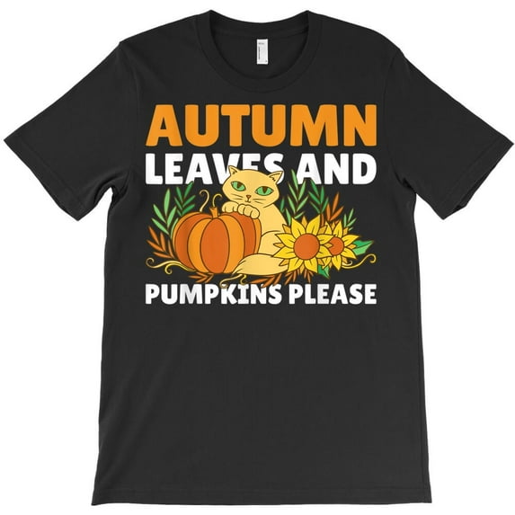 Autumn Leaves And Pumpkin Please With A Cat For Thanksgiving Themed ...