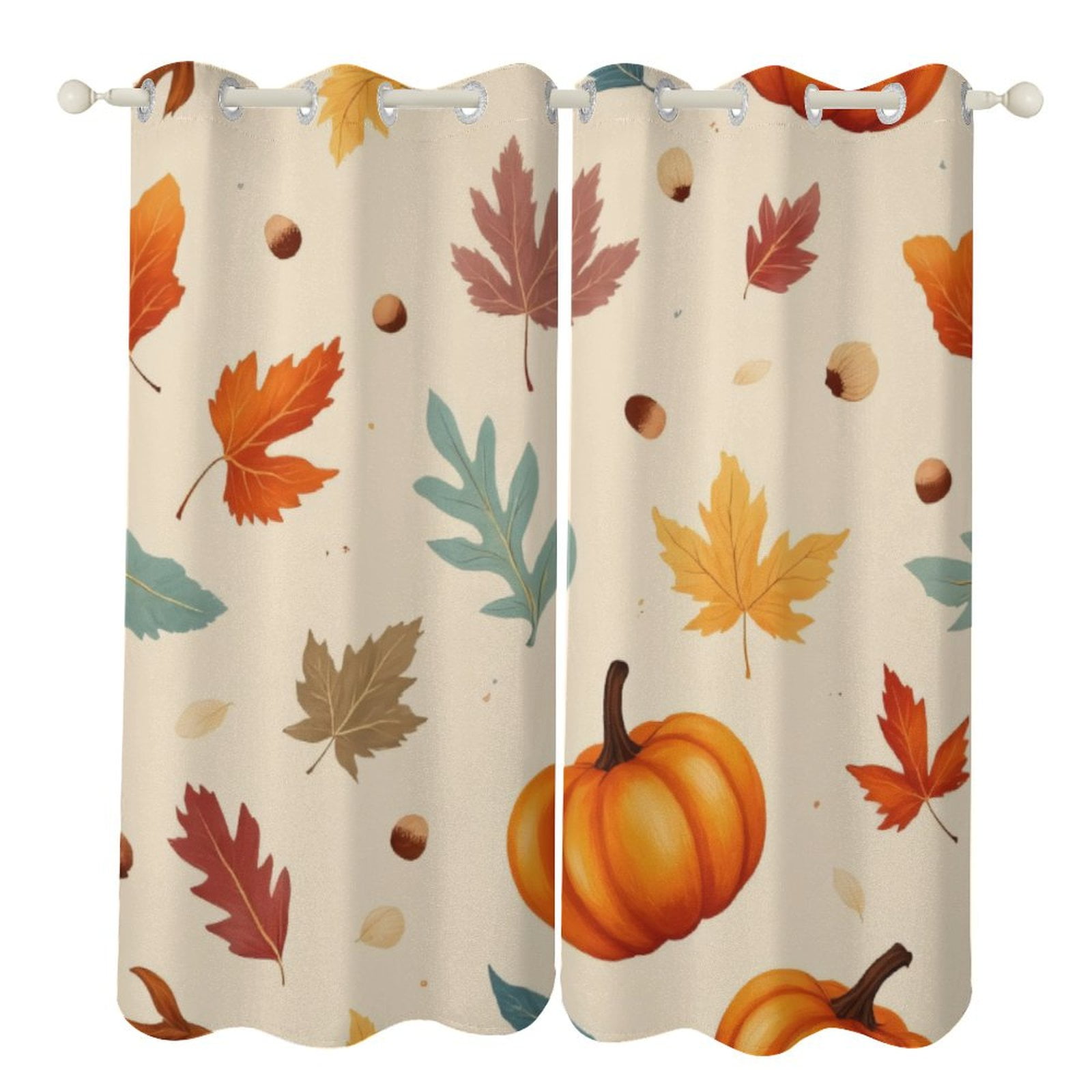 Autumn Leaves And Pumpkins Pattern(1) 2 Panels Curtains for Bedroom ...