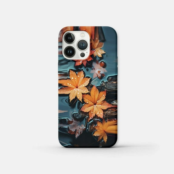 Autumn Leaves Art Phone Case with Minimal Floating Leaf Design 17 ...