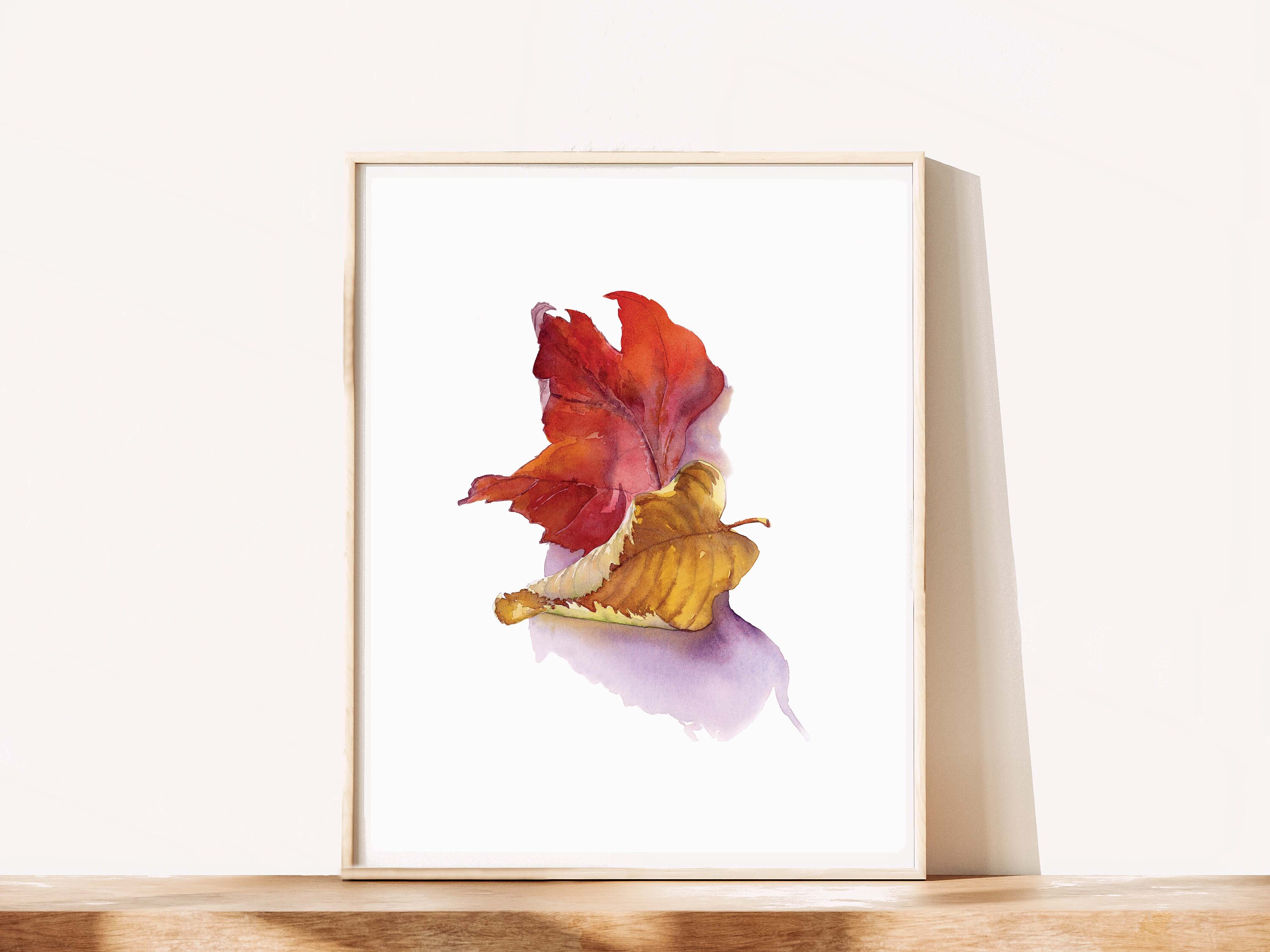 Autumn Leaves Art Print, Fall Leaves Wall Art, Printable Watercolor ...