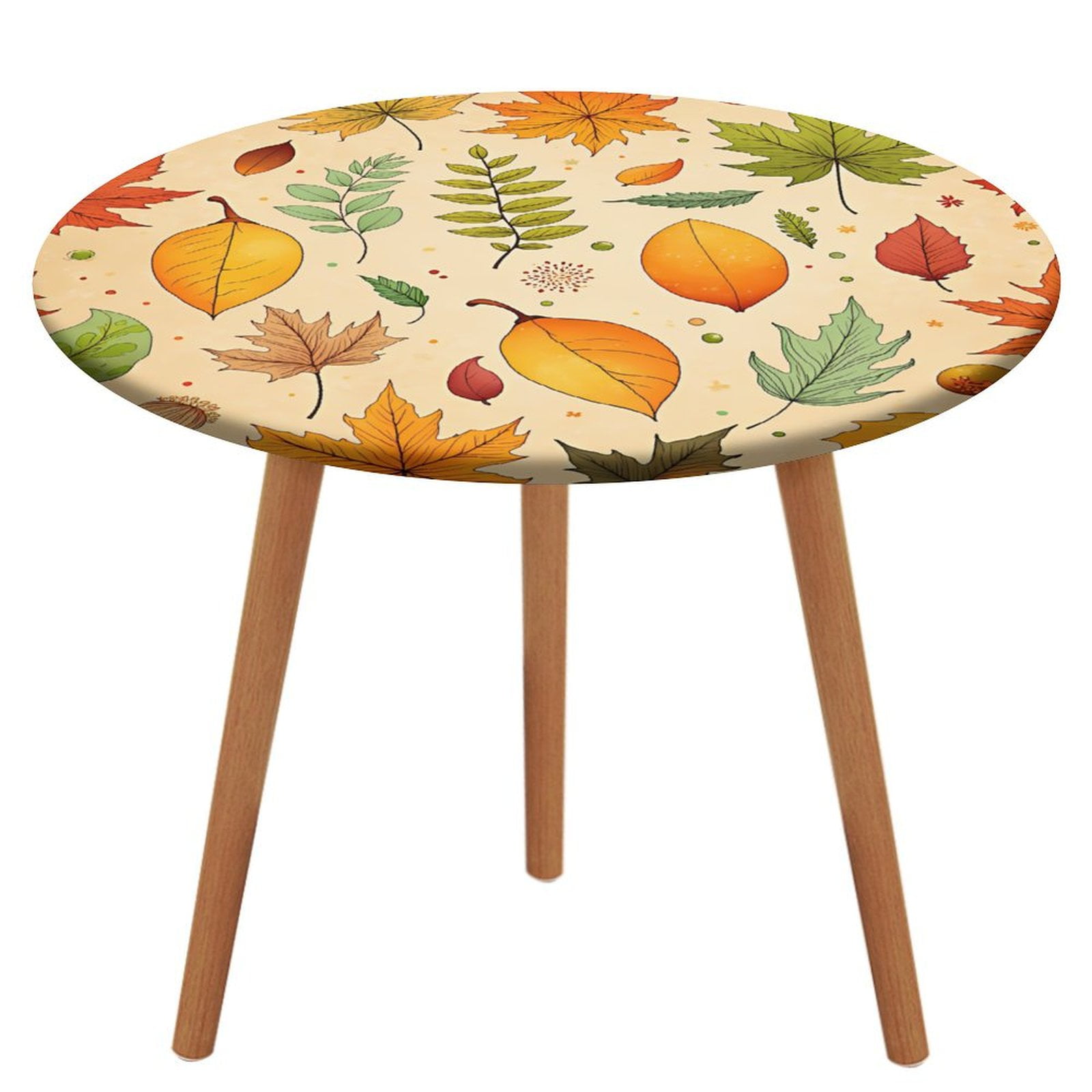 Autumn Leaves Background_01 Pattern Round Tablecloth Waterproof Elastic ...