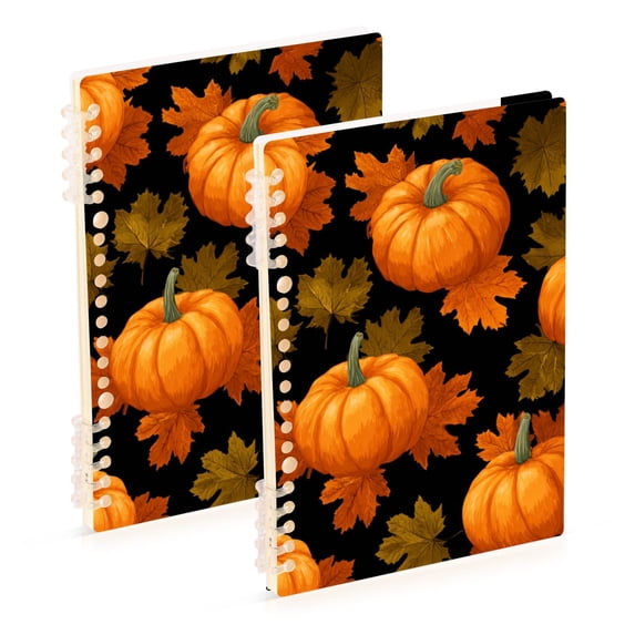 Autumn Leaves Background Thanksgiving Pumpkin Notebook Detachable Coil ...