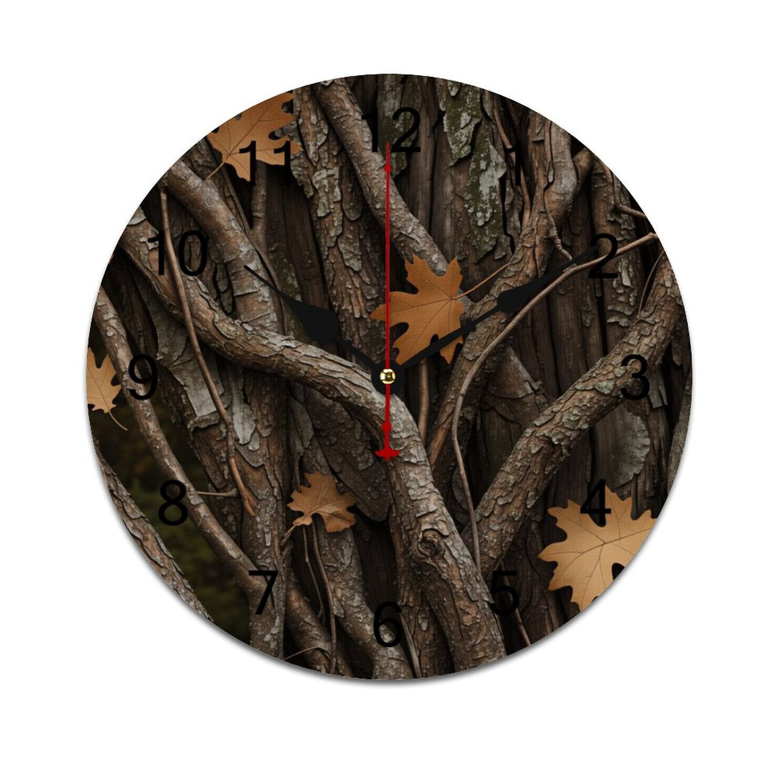 Autumn Leaves Bark Texture-1 Bedroom Wall Clock Large Modern Kitchen ...