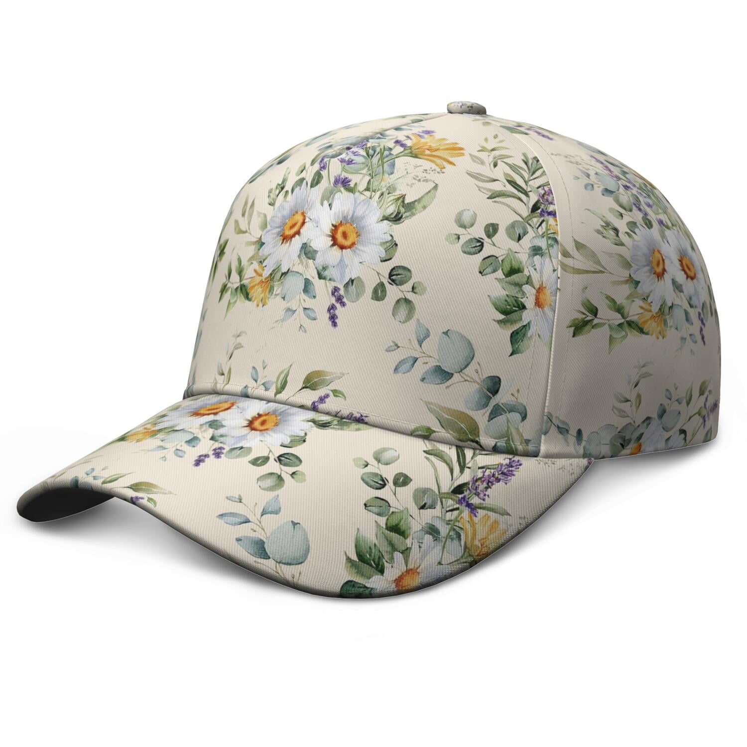 Autumn Leaves Baseball Cap – Floral Botanical Dad Hat with Vintage Watercolor Flower Pattern ...