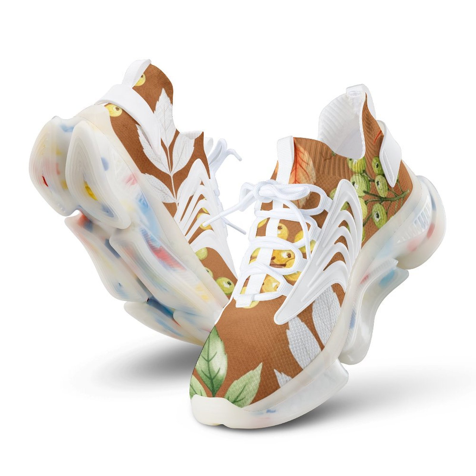 Autumn Leaves Berries Watercolor Pattern Walking Shoes for Men Woman ...