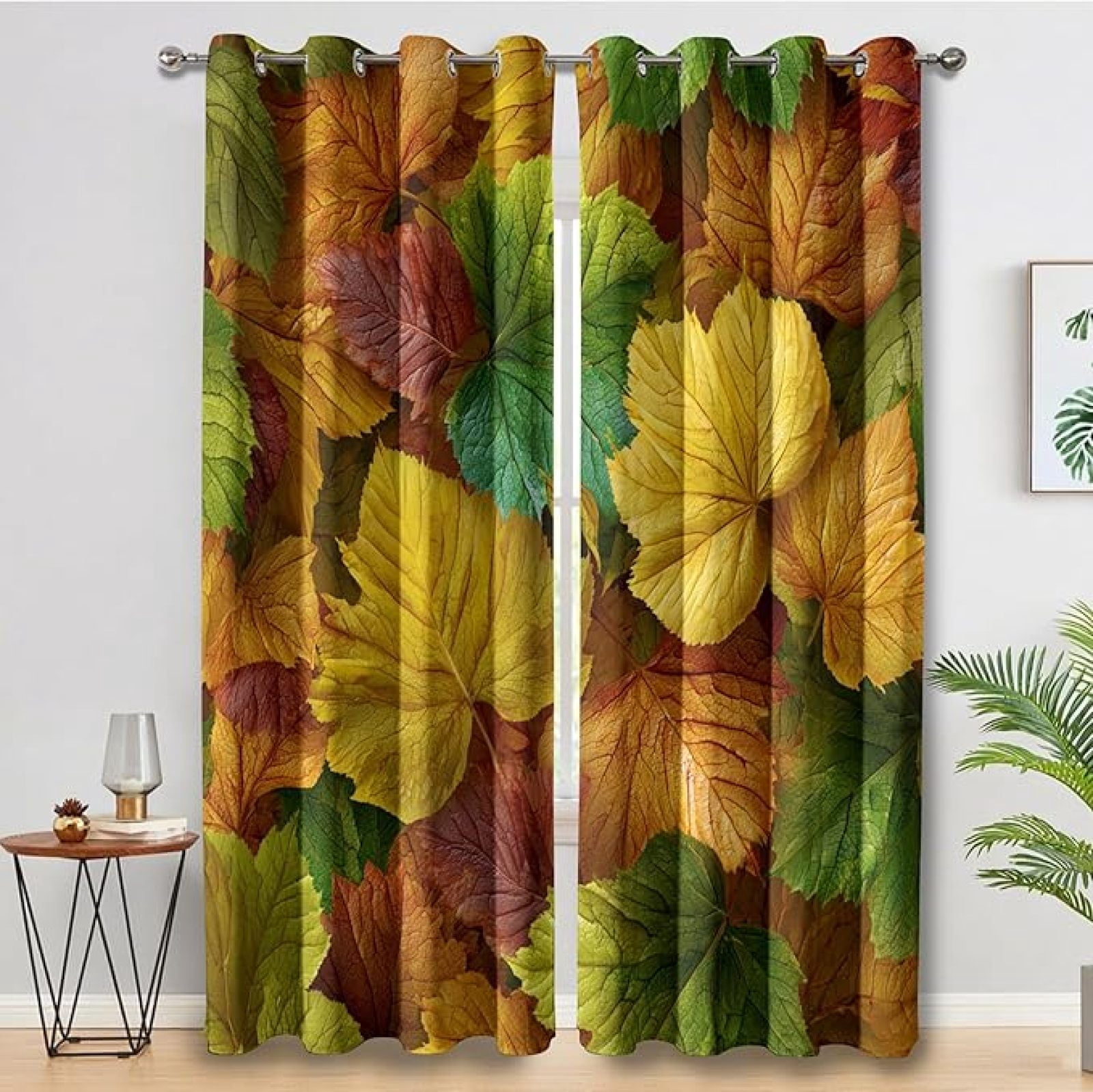 Autumn Leaves Blackout Curtains For Living Room Bedroom, Yellow Orange ...