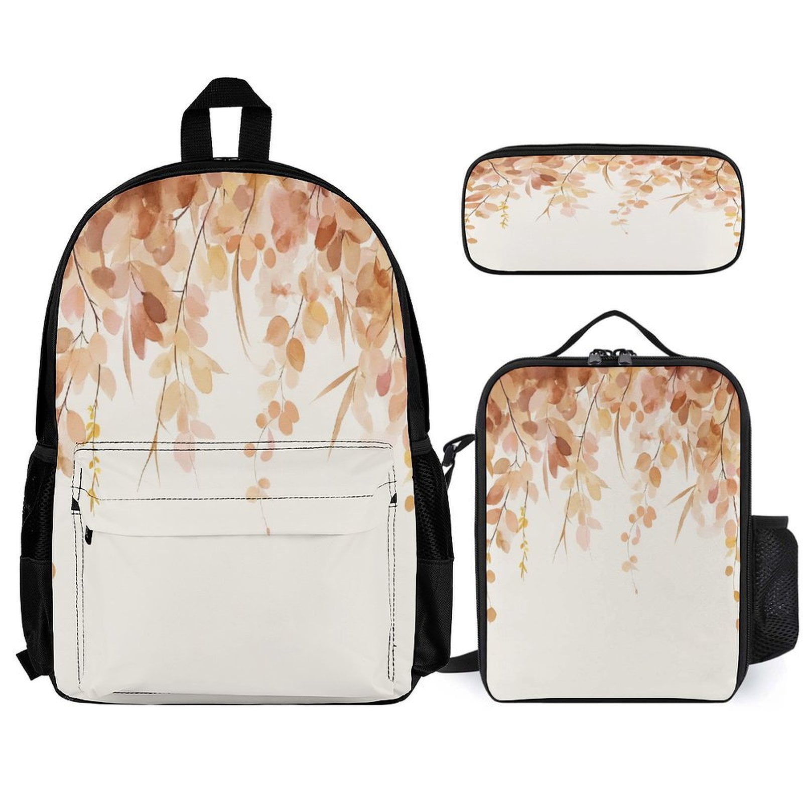 Autumn Leaves Border Backpack Set 3 Piece for 17inch Lunch Bag And Pen ...